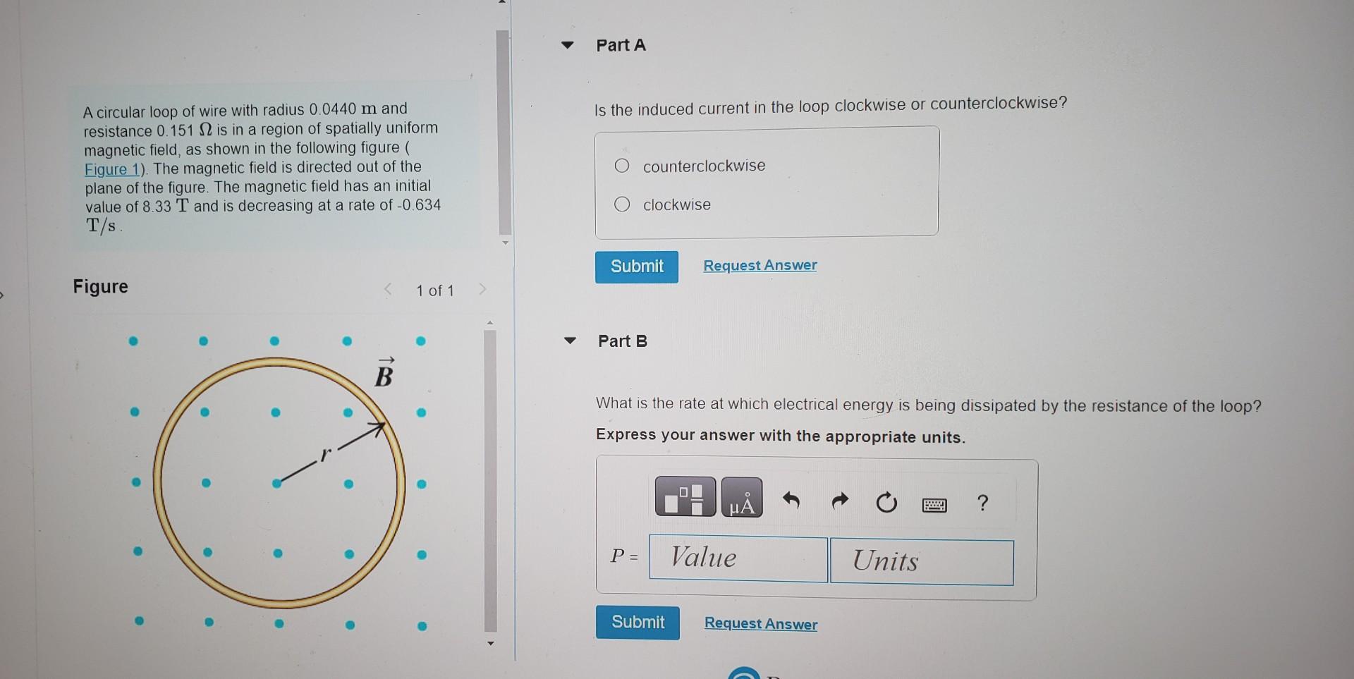 Solved A circular loop of wire with radius 0.0440 m and | Chegg.com
