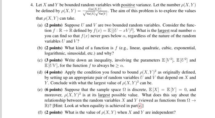 4. Let X and Y be bounded random variables with | Chegg.com