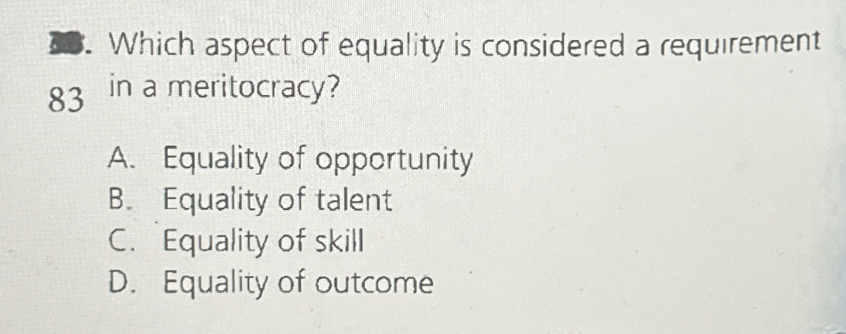 Solved Which aspect of equality is considered a | Chegg.com