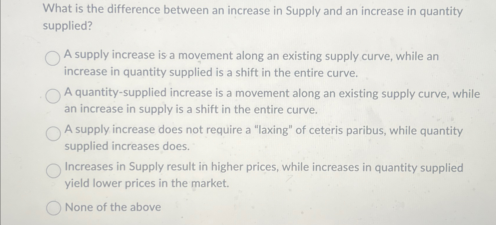 Solved What is the difference between an increase in Supply | Chegg.com