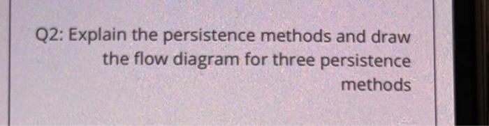 Solved Q2: Explain the persistence methods and draw the flow | Chegg.com