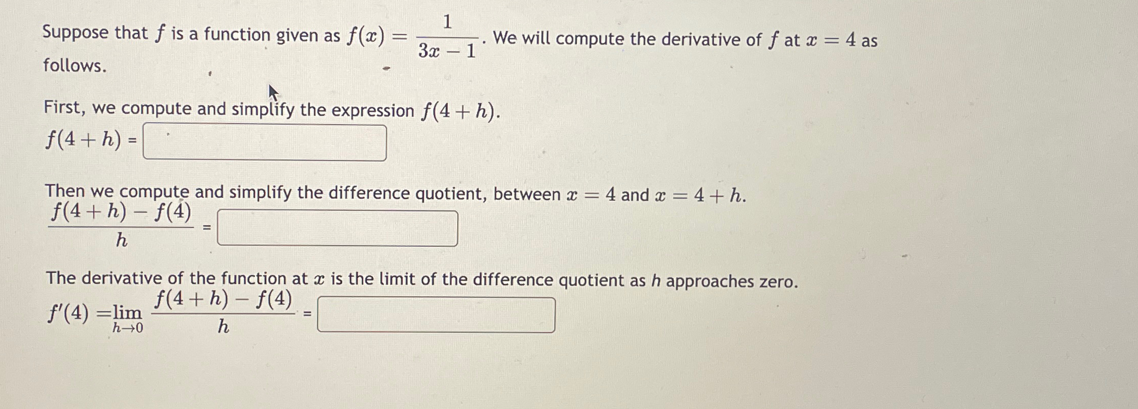 Solved Suppose that f ﻿is a function given as f(x)=13x-1. | Chegg.com