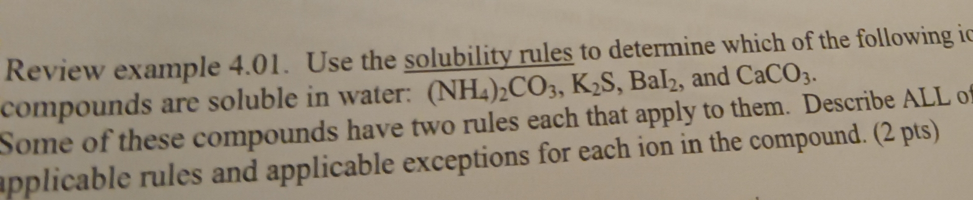 Solved Review example 4.01. ﻿Use the solubility rules to | Chegg.com