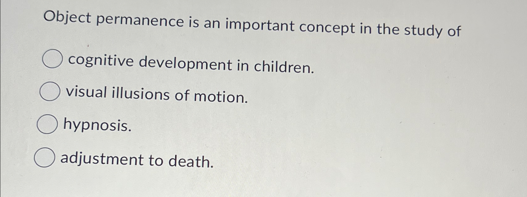 Solved Object permanence is an important concept in the | Chegg.com