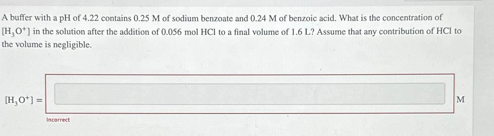 Solved A buffer with a pH of 4.22 ﻿contains 0.25M ﻿of sodium | Chegg.com
