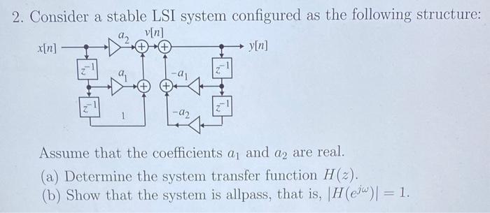 Solved 2. Consider a stable LSI system configured as the | Chegg.com