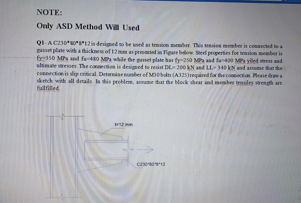 Solved NOTE: Only ASD Method Will Used Q1- A C230*80*8*12 is | Chegg.com