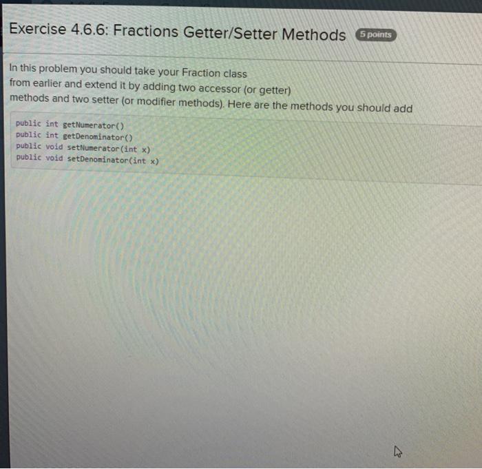 Solved Exercise 466 Fractions Gettersetter Methods