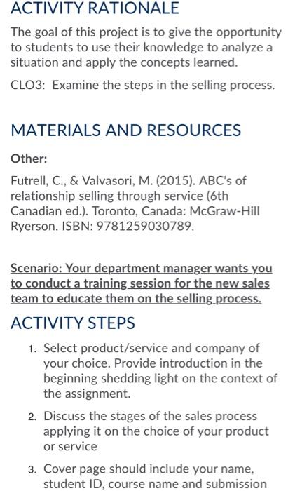 Solved ACTIVITY RATIONALE The goal of this project is to | Chegg.com