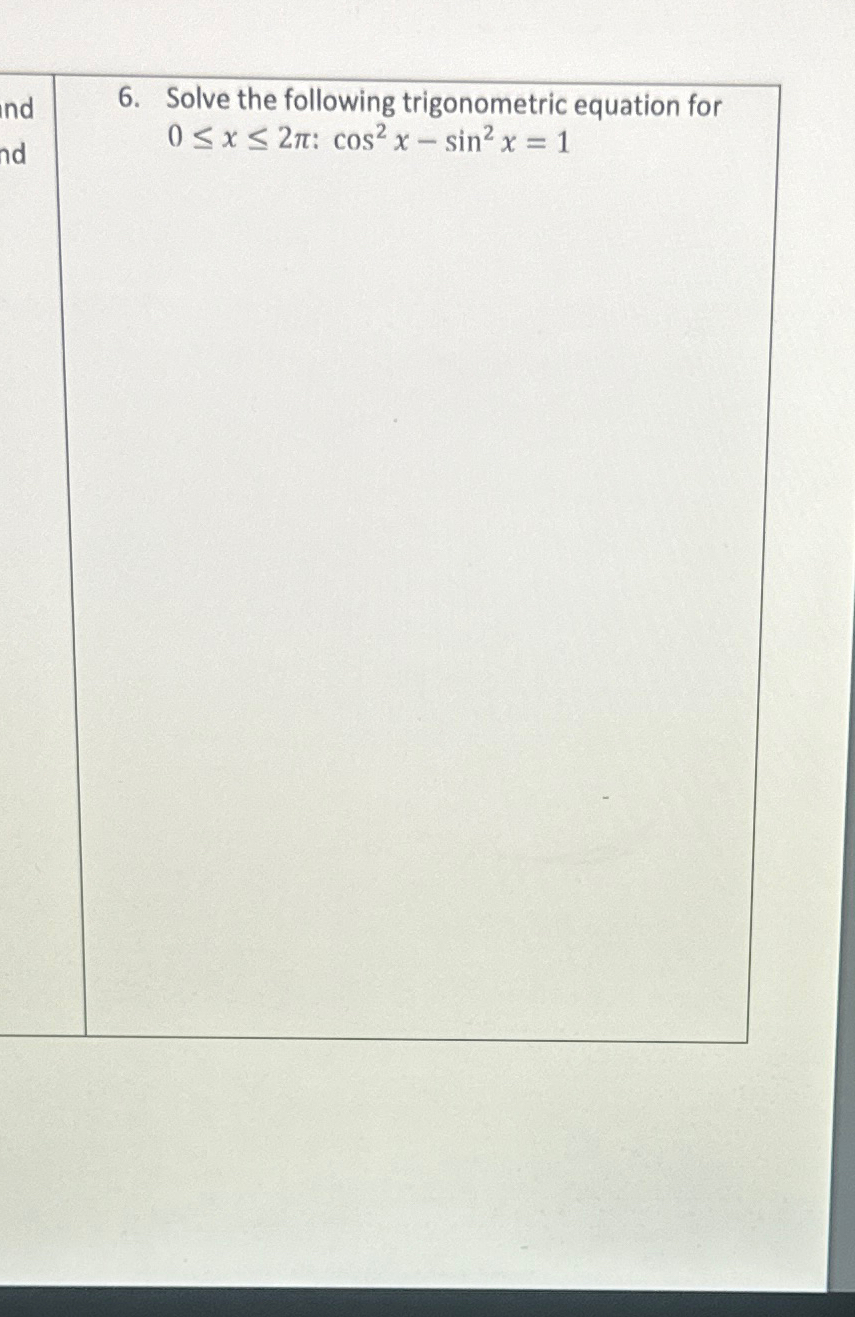 Solved Solve the following trigonometric equation for | Chegg.com