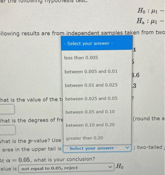 Solved Consider the following hypothesis test. H:H1-H2 = 0 | Chegg.com