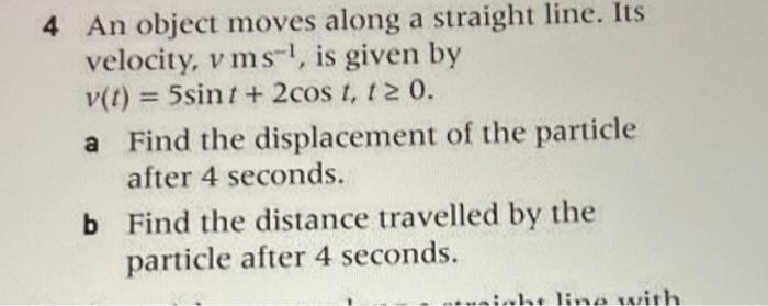 4 An Object Moves Along A Straight Line Its