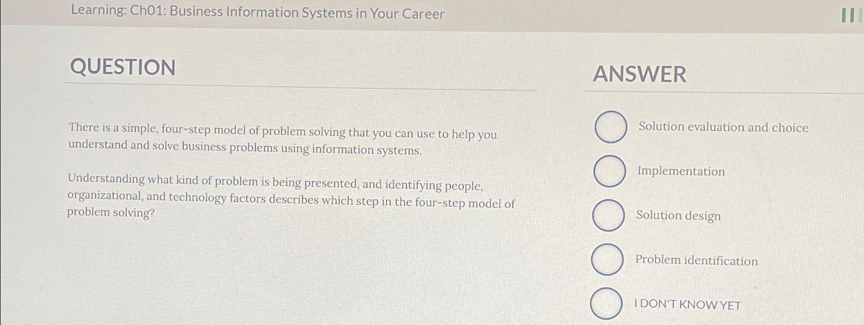Solved Learning: Ch01: Business Information Systems in Your | Chegg.com