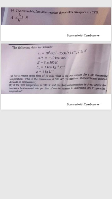 Solved 14-The reversible, first-order reaction shown below | Chegg.com