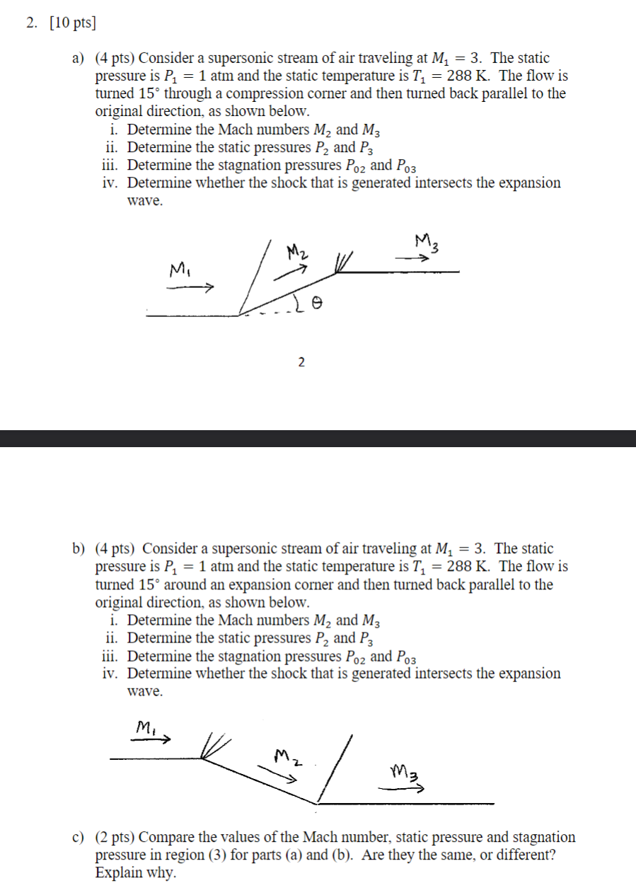 10ptsa) (4 ﻿pts) ﻿Consider a supersonic stream of air | Chegg.com