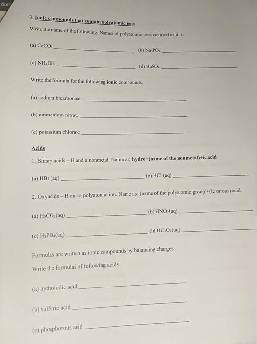 Solved 2. Write the formulas for the following covalent | Chegg.com