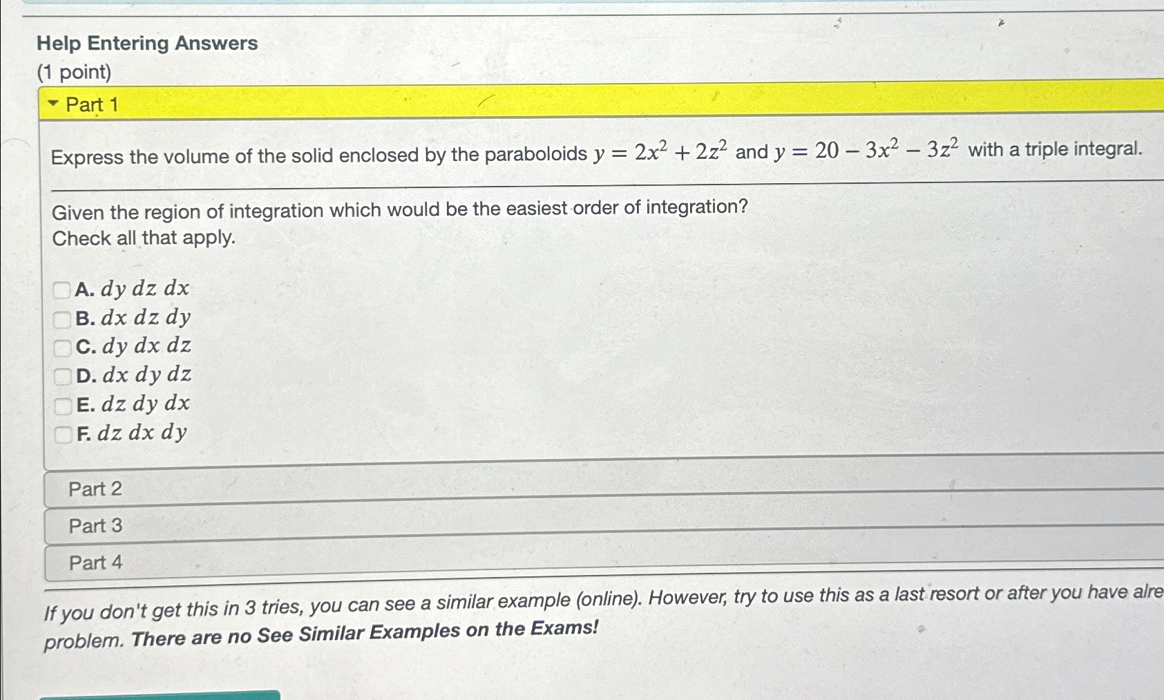 Solved Help Entering Answers(1 ﻿point)Part 1Express the | Chegg.com