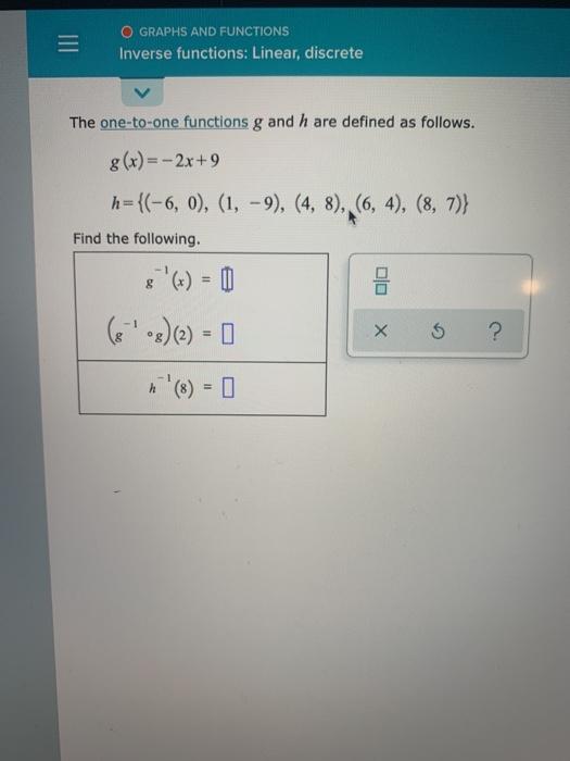 Solved Ographs And Functions Inverse Functions Linear 0405
