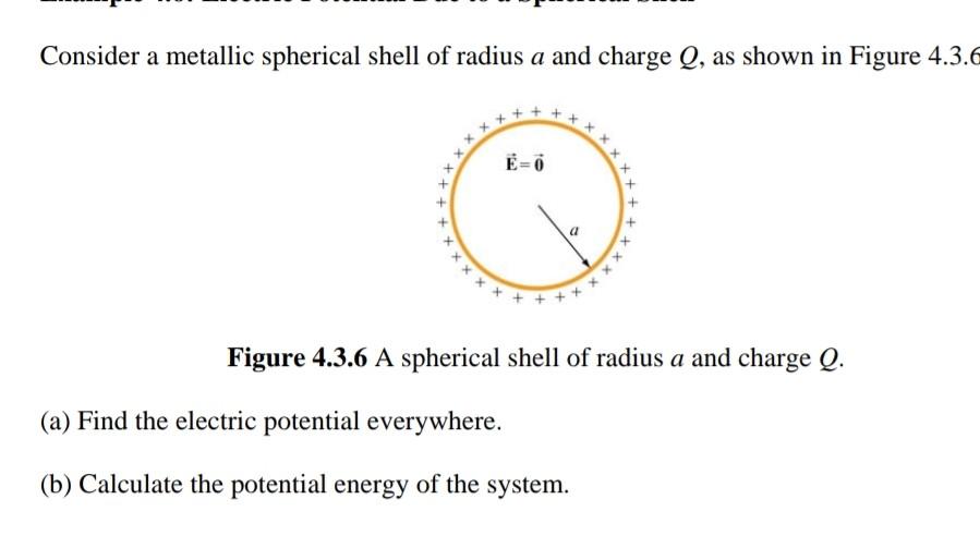 Solved Consider a metallic spherical shell of radius a and | Chegg.com