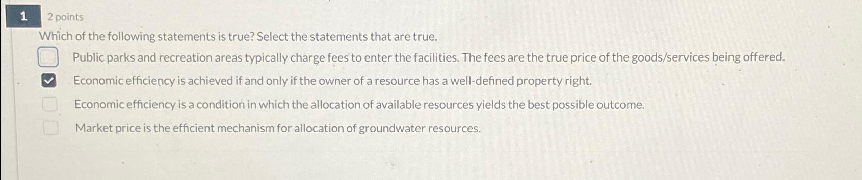 Solved 12 ﻿pointsWhich of the following statements is true? | Chegg.com
