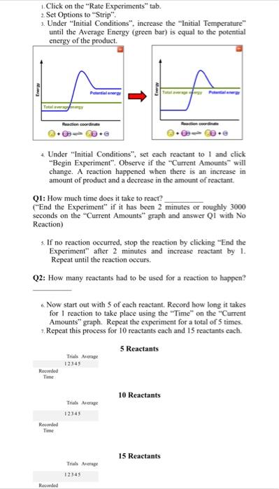 Solved Click on the "Rate Experiments" tab. 2. Set Options | Chegg.com