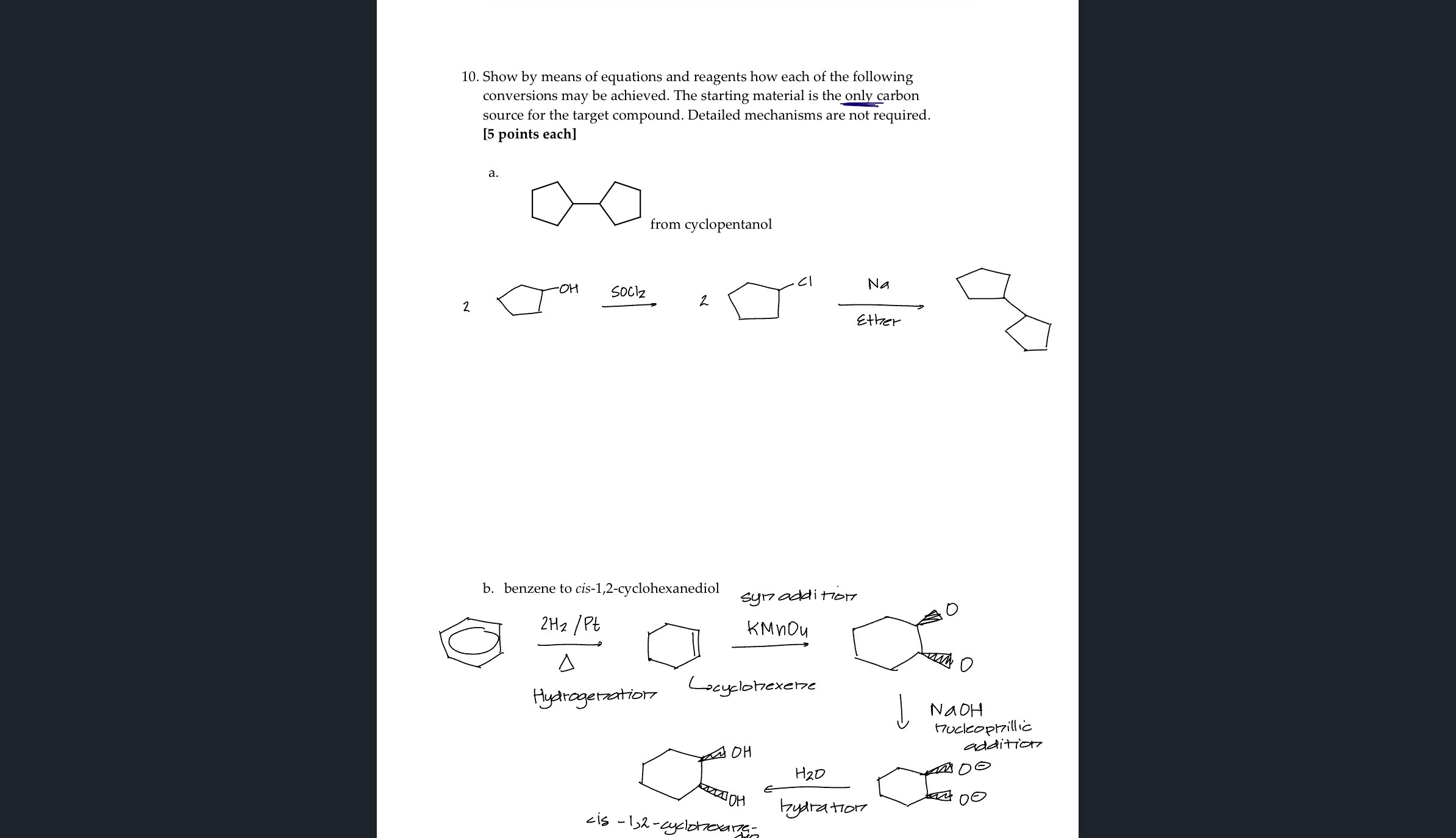 Solved Show by means of equations and reagents how each of | Chegg.com