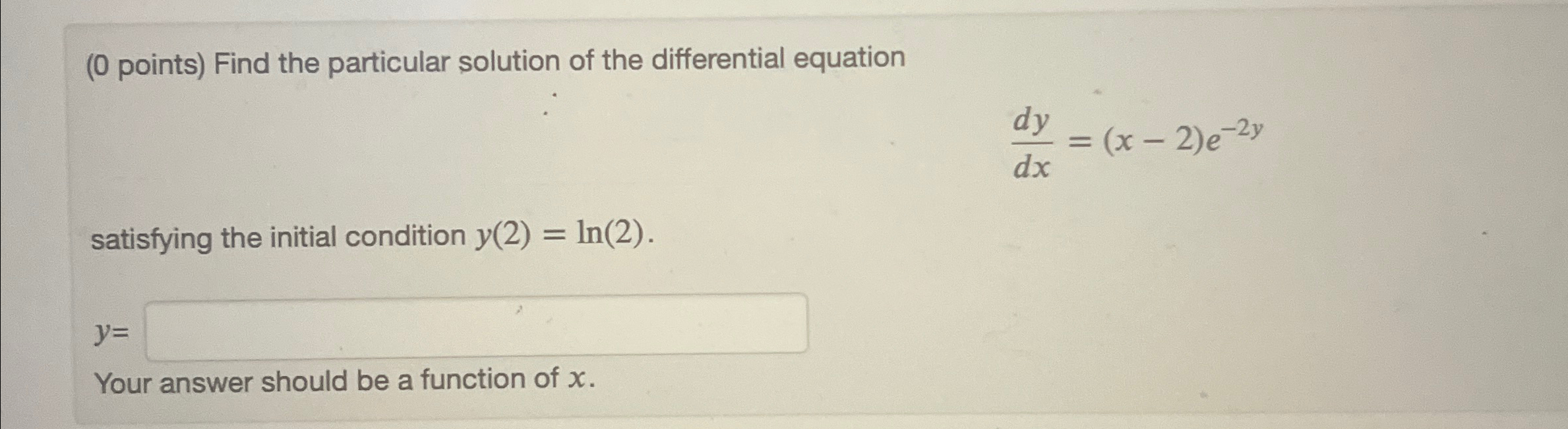 Solved ( 0 ﻿points) ﻿Find the particular solution of the | Chegg.com