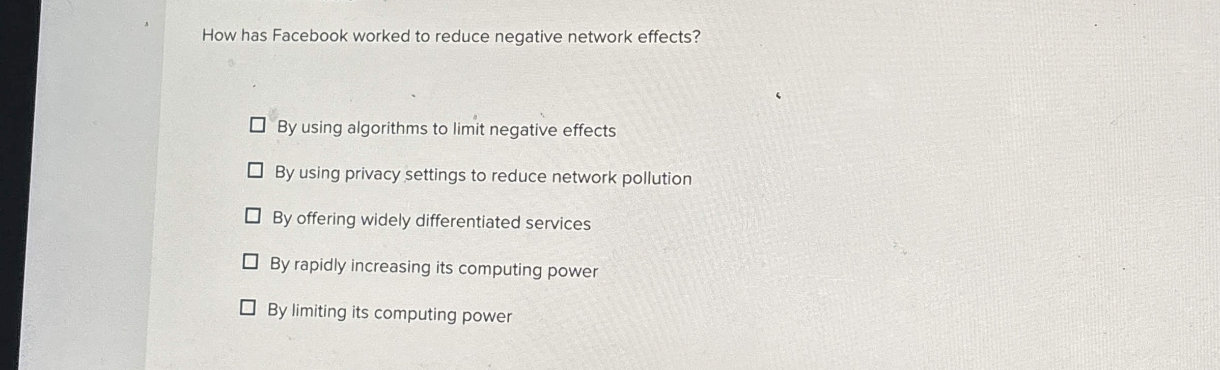 Solved How has Facebook worked to reduce negative network | Chegg.com
