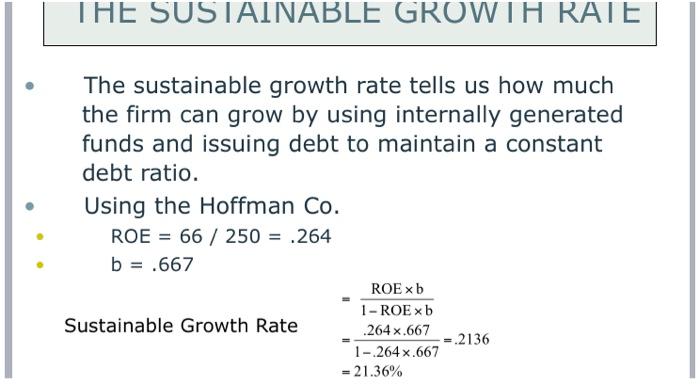 Substainable Growth Rate formula ROE xb Stabstainable | Chegg.com