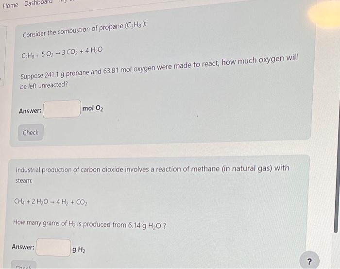 Solved Consider the combustion of propane (C3H8) : | Chegg.com