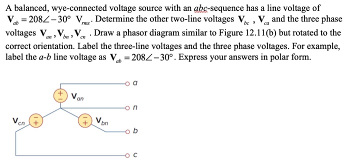 Solved A balanced, wye-connected voltage source with an | Chegg.com