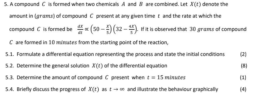 Solved 5. A compound C is formed when two chemicals A and B | Chegg.com