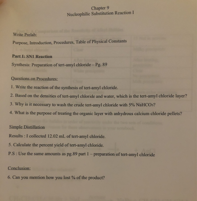 Solved Chapter 9 Nucleophilic Substitution Reaction I Write | Chegg.com