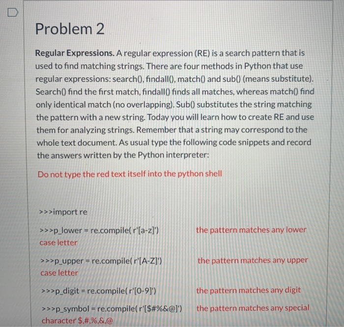 Solved Problem 2 Regular Expressions A Regular Expression Chegg