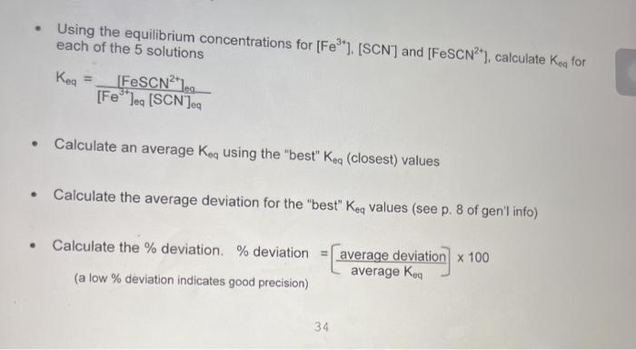 Solved Calculation Worksheet for keq of FSCN For each | Chegg.com