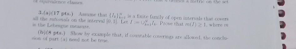 Solved 3.(a)(17 pts.) Asume that {Ih}}V, is a finit family | Chegg.com