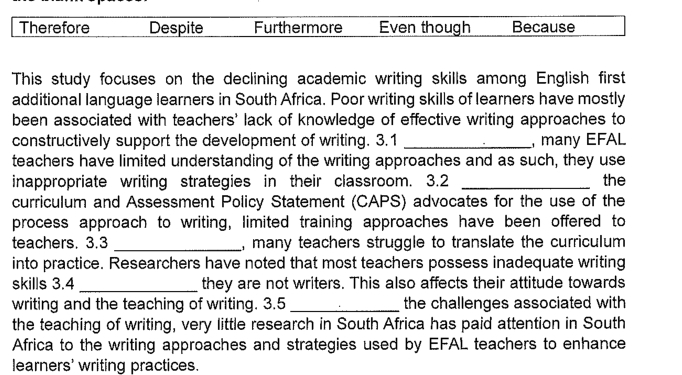 Solved This study focuses on the declining academic writing | Chegg.com