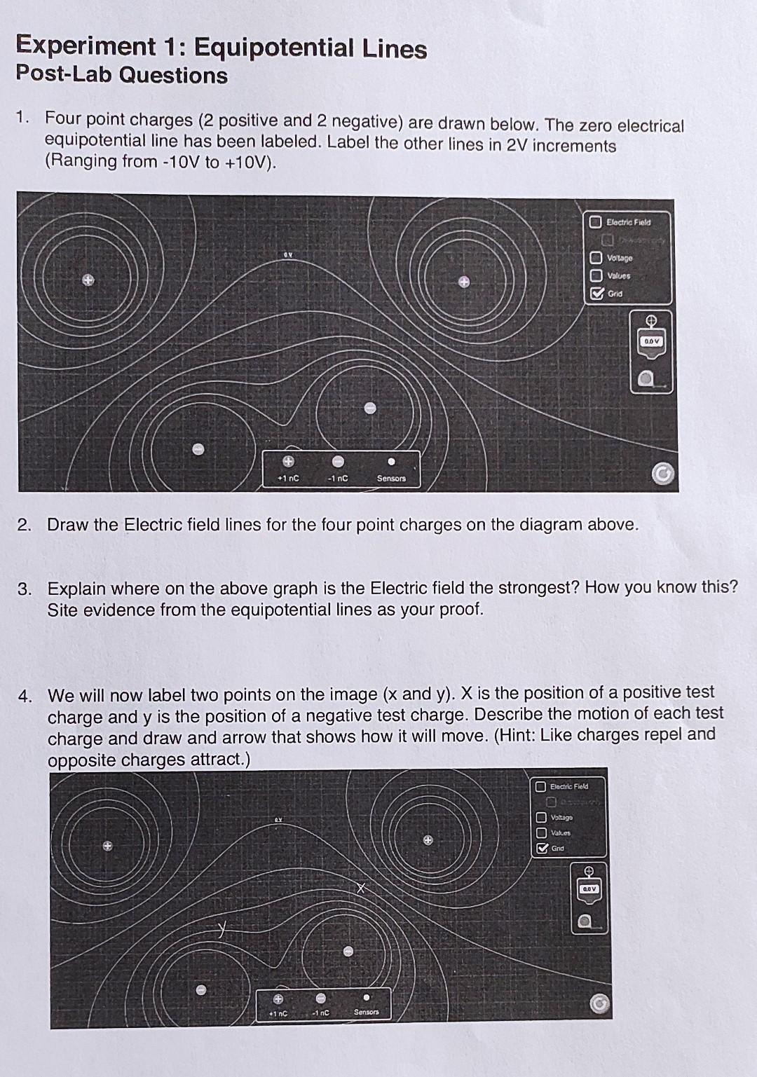 Solved Experiment 1: Equipotential Lines Post-Lab Questions | Chegg.com