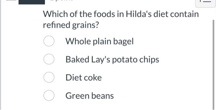 Solved Which of the foods in Hilda's diet contain refined | Chegg.com
