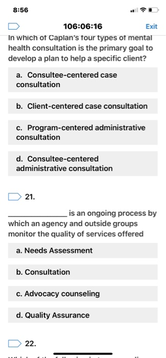 Solved 8:56 106:06:16 Exit In which of Caplan's four types | Chegg.com