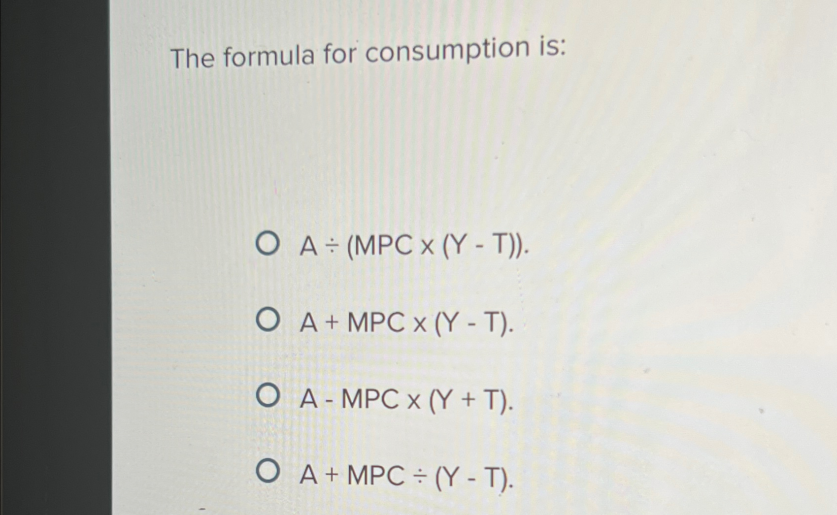 Solved The formula for consumption | Chegg.com