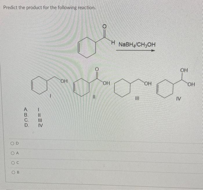 Solved Predict the product for the following reaction. | Chegg.com
