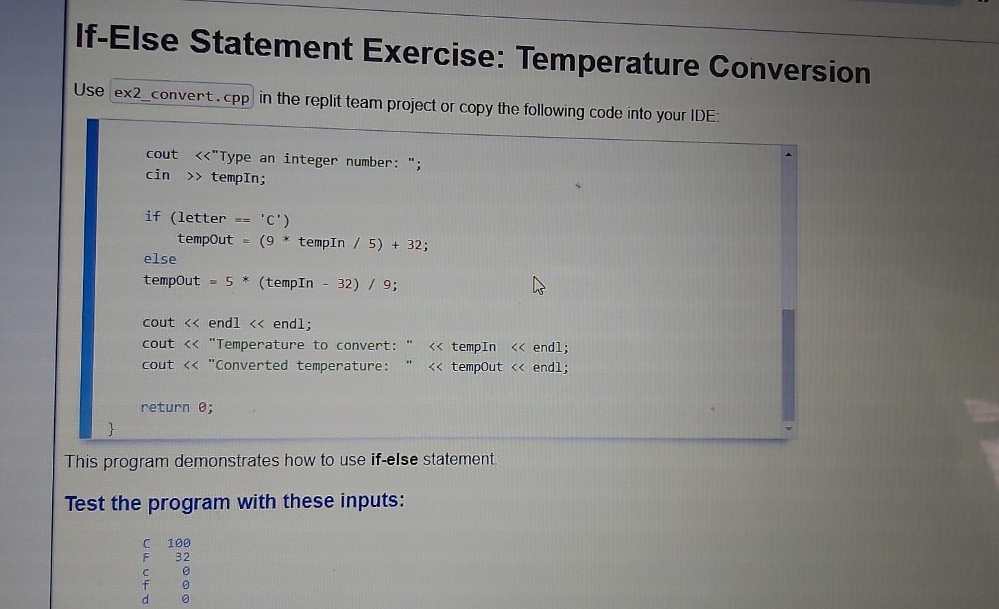 Solved CS110 Lab 5 If-Else Statement Exercise: Find the | Chegg.com