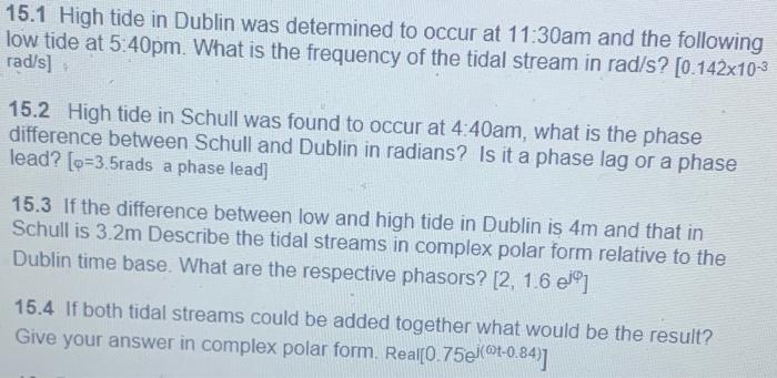Solved 15.1 High tide in Dublin was determined to occur at | Chegg.com
