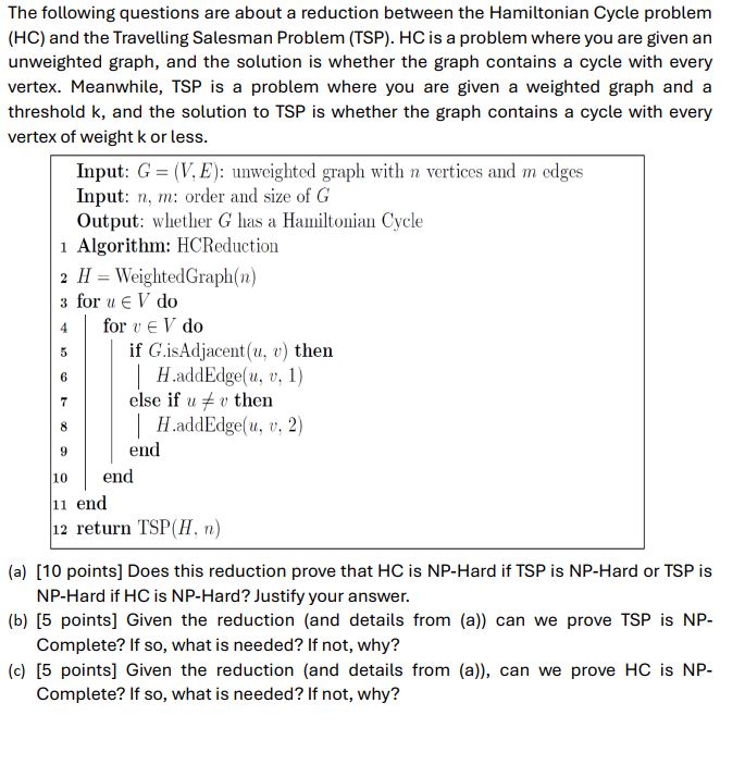 Solved The following questions are about a reduction between | Chegg.com