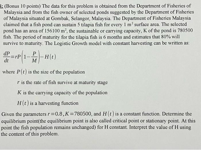 Solved 3: (Bonus 10 points) The data for this problem is | Chegg.com