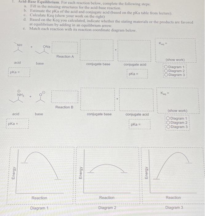 Solved Acid-Base Equilibrium. For each reaction below, | Chegg.com