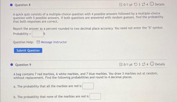 Solved A quick quiz consists of a multiple-choice question | Chegg.com