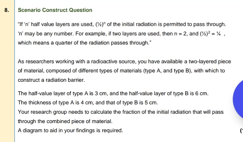 Solved Scenario Construct Question"If ' n ' ﻿half value | Chegg.com