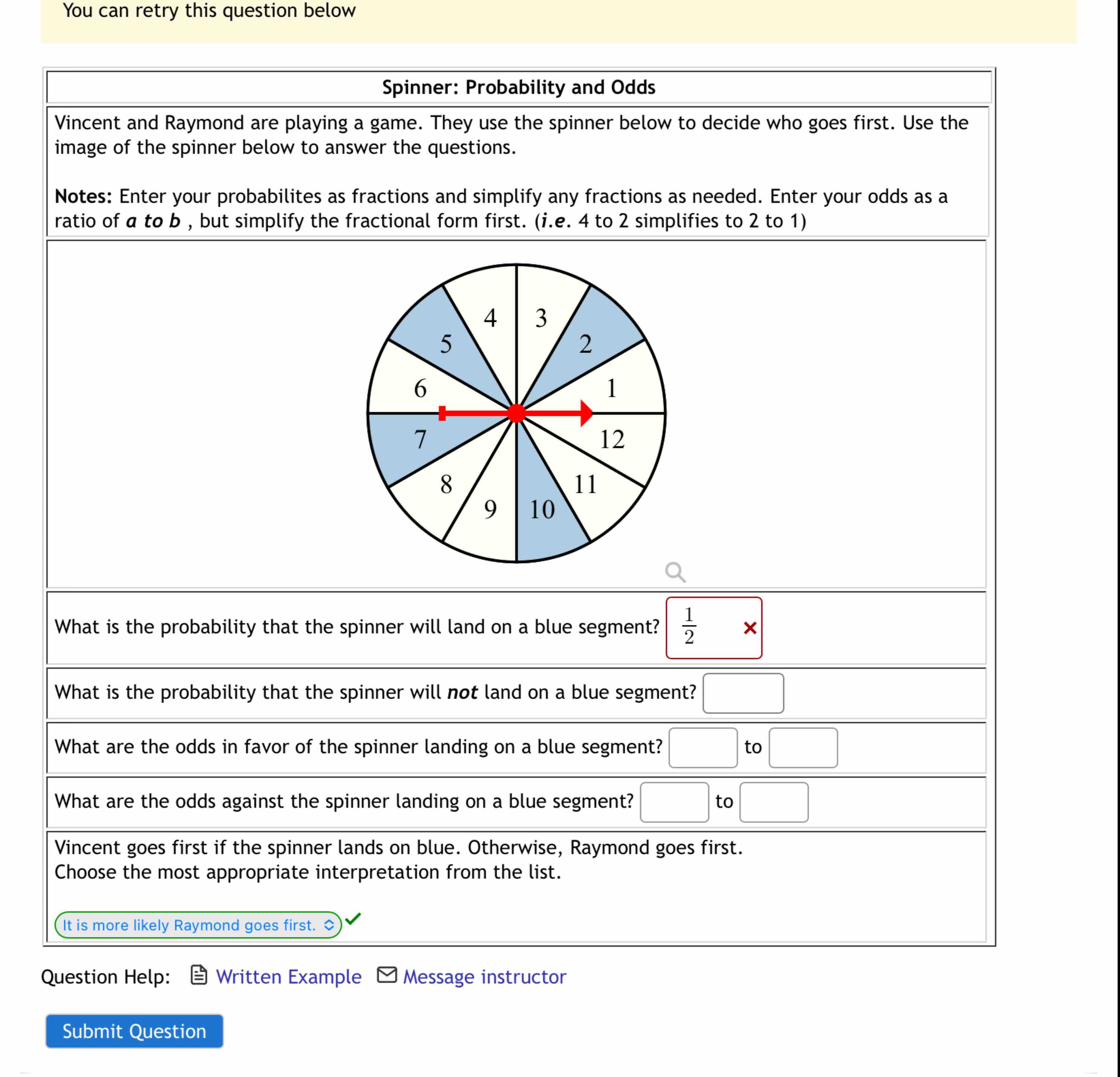 Solved Spinner: Probability and OddsVincent and Raymond are | Chegg.com